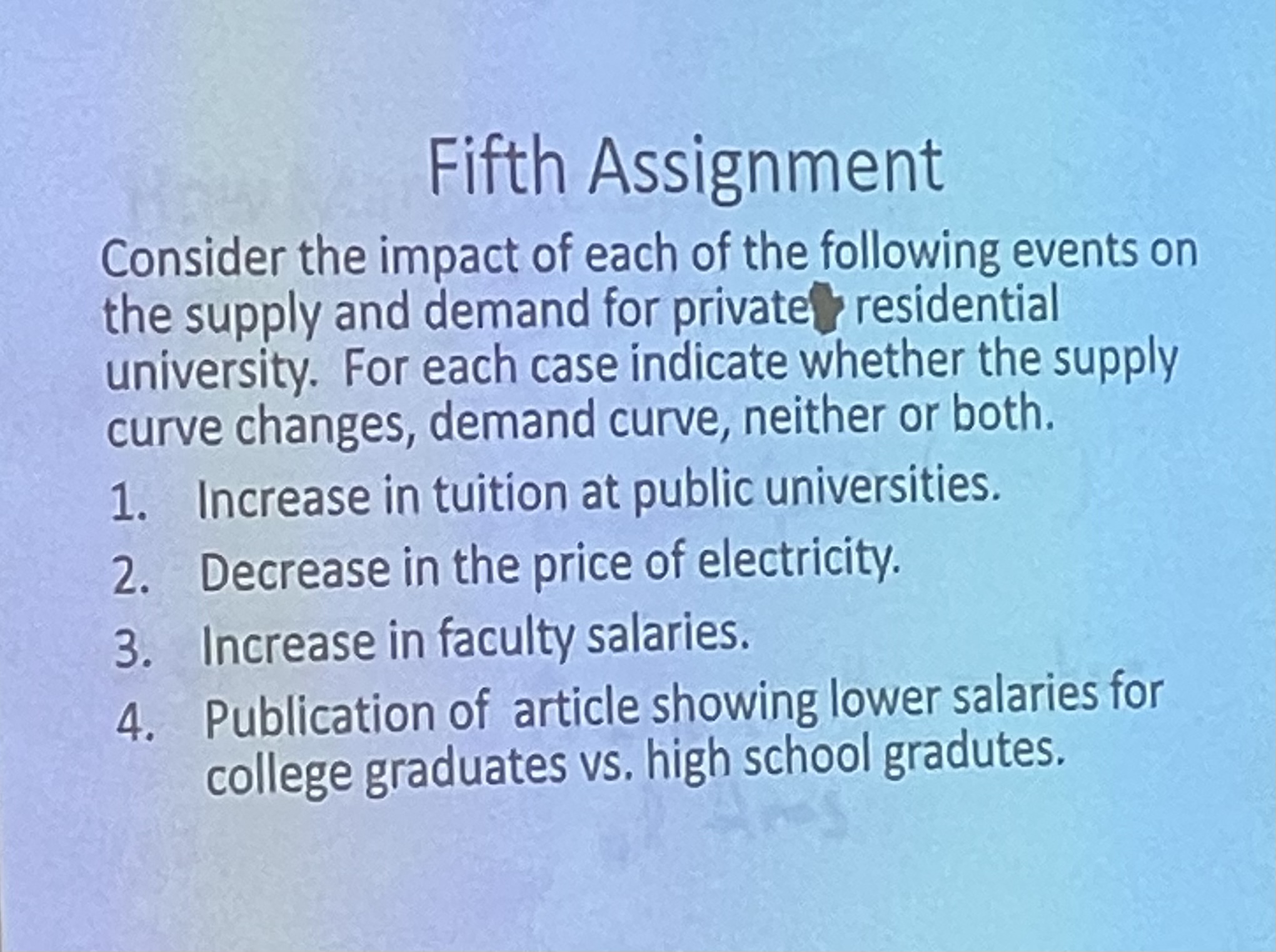 Solved Fifth AssignmentConsider the impact of each of the | Chegg.com