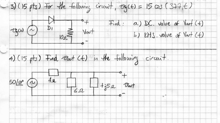 Solved 3) ( 15 pts) For the following ciranit, | Chegg.com Solved 3) ( 15 pts) For the following ciranit, | Chegg.com
