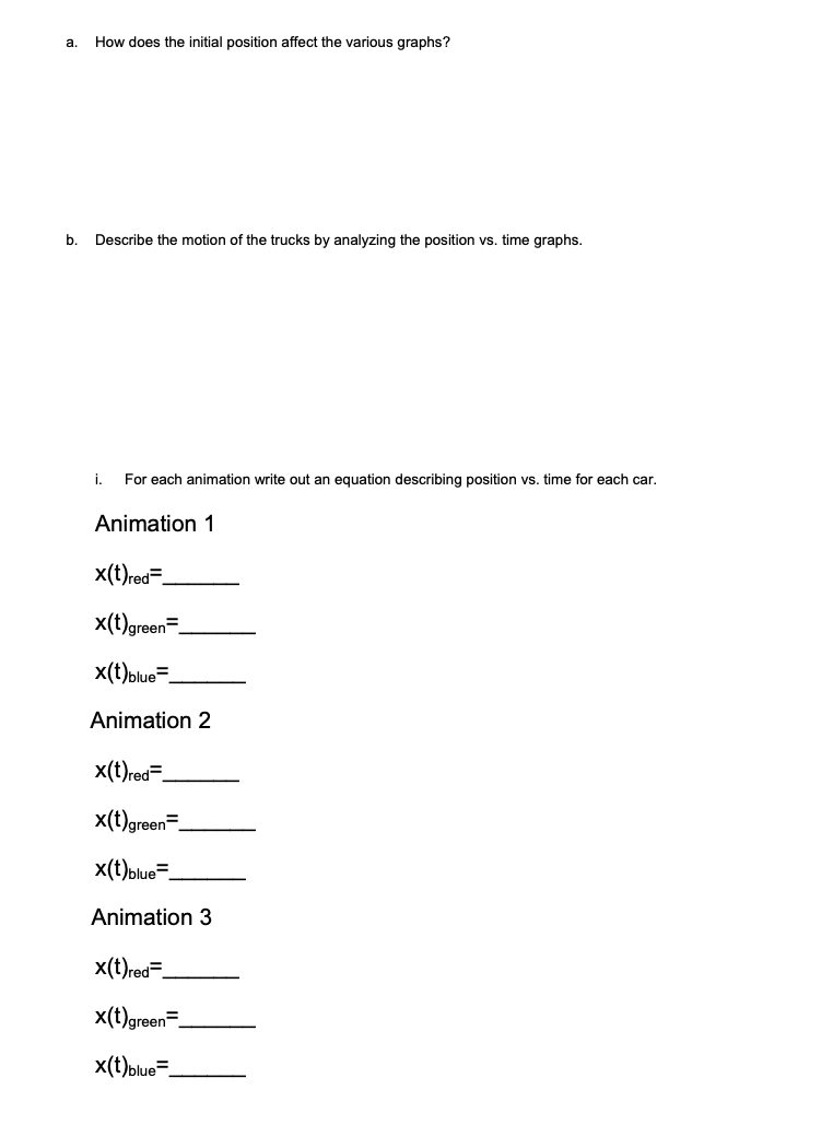 Worksheet for Exploration 2.1: Compare Position vs. | Chegg.com