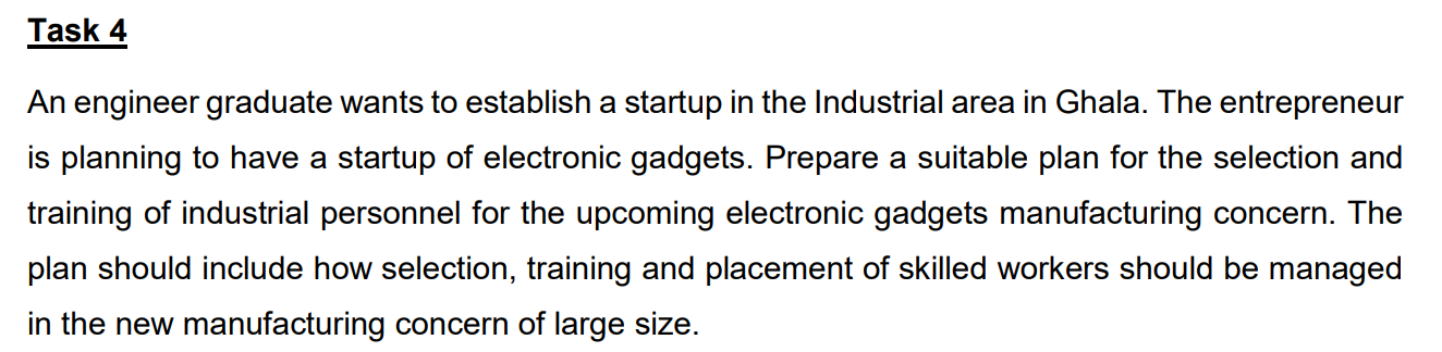 [Solved]: An engineer graduate wants to establish a startu