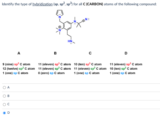 Solved Identify how many N (NITROGEN) atoms have sp | Chegg.com
