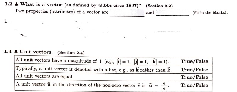 Solved 1.6 \&qual vectors? Equal position vectors? (Section | Chegg.com
