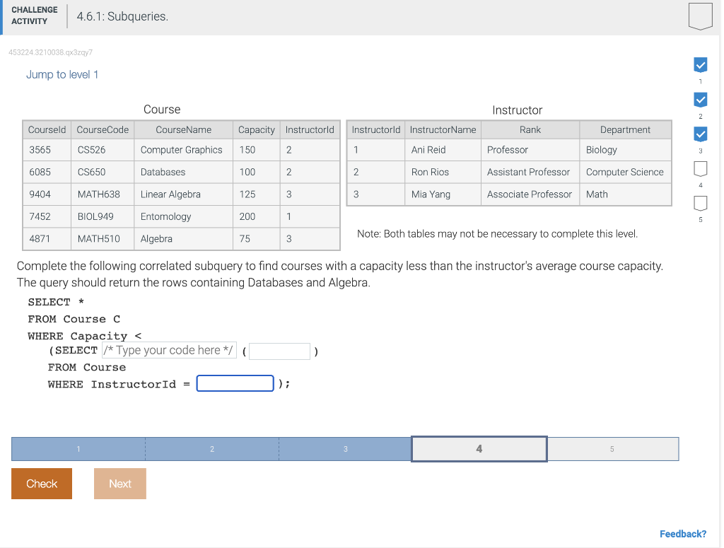 Course Instructor Note: Both tables may not be | Chegg.com