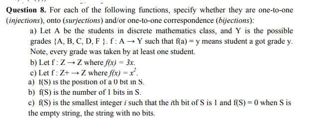 Solved Question 8. For each of the following functions, | Chegg.com