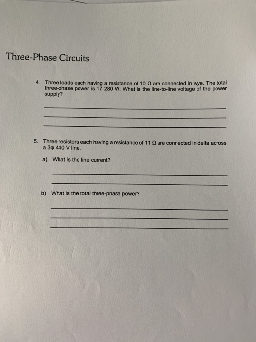 Solved Three-Phase Circuits 4, Three loads each having a | Chegg.com
