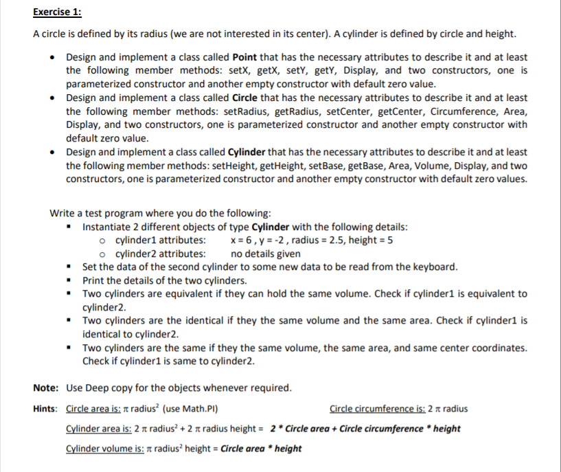 Solved Exercise 1: A circle is defined by its radius (we are | Chegg.com
