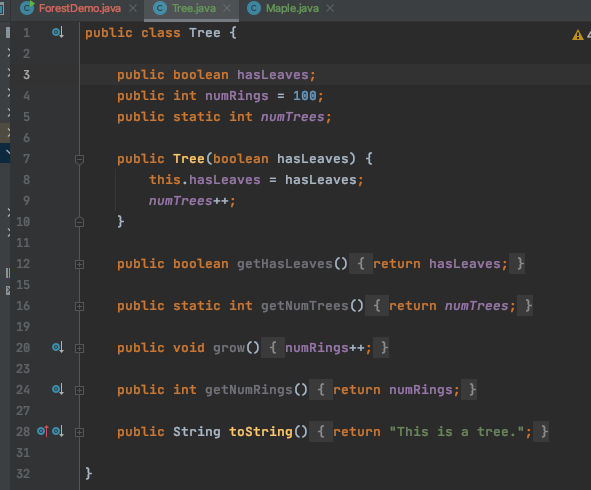 Solved Maple.java x ForestDemo.java Tree.java ol public | Chegg.com