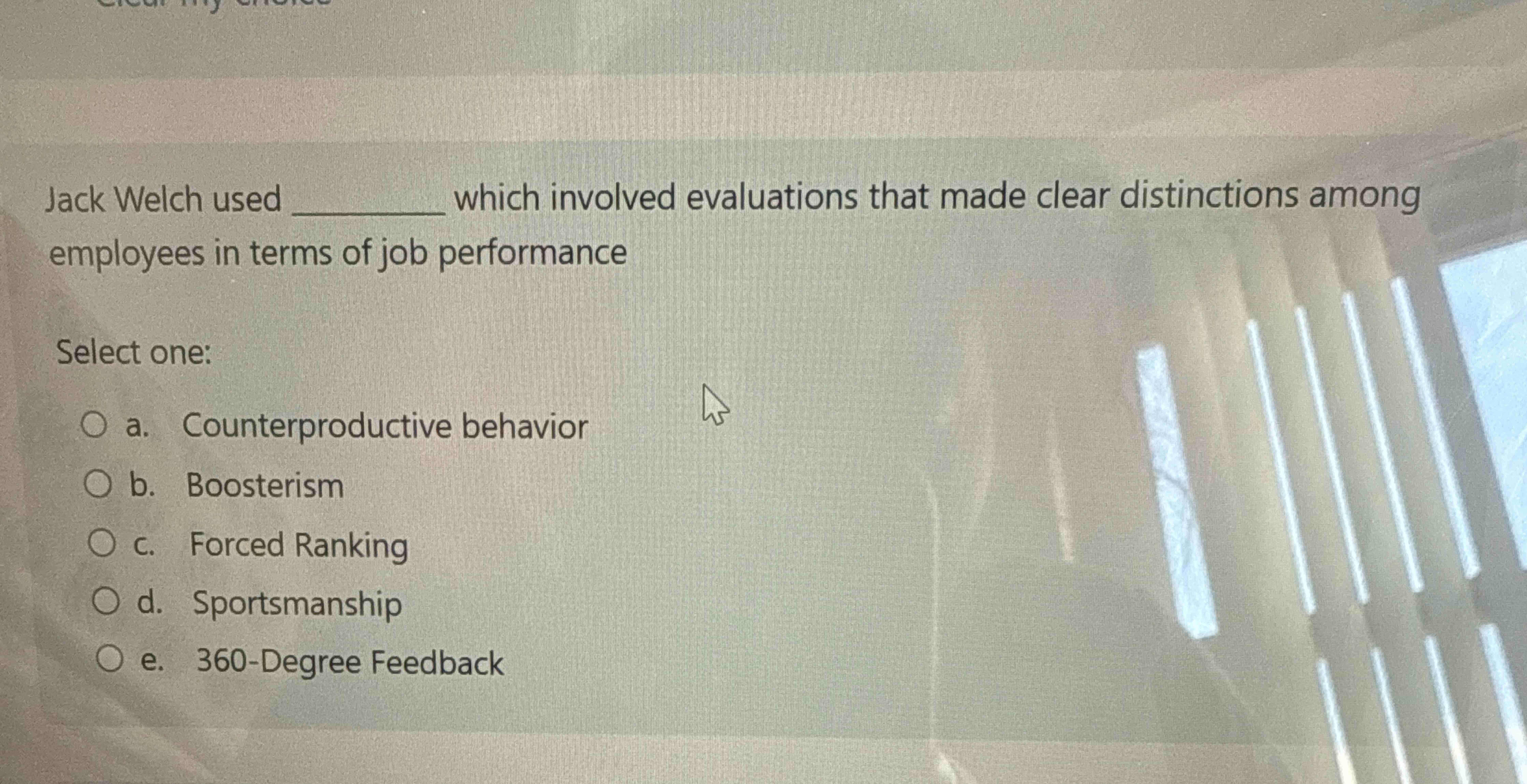 Solved Jack Welch used which involved evaluations that made | Chegg.com