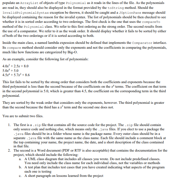 Solved The second programming project involves writing a | Chegg.com