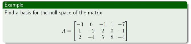 Solved Find a basis for the null space of the matrix | Chegg.com