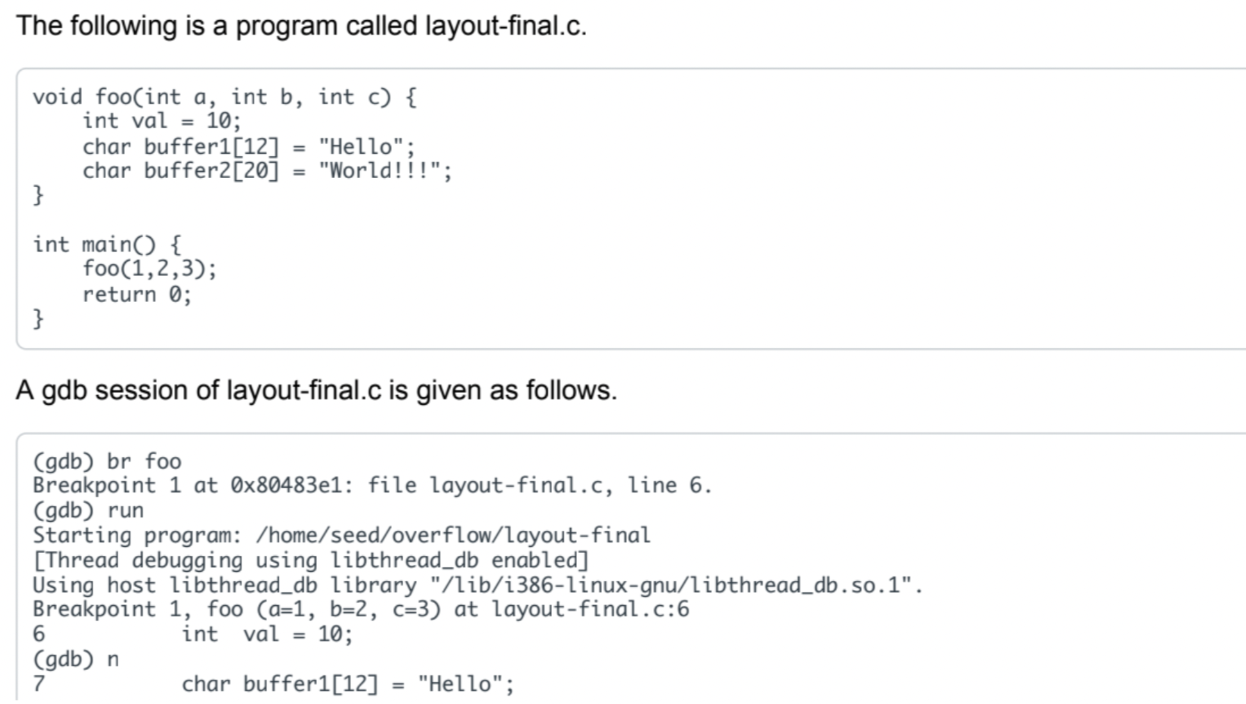 Solved The following is a program called layout-final.c. | Chegg.com