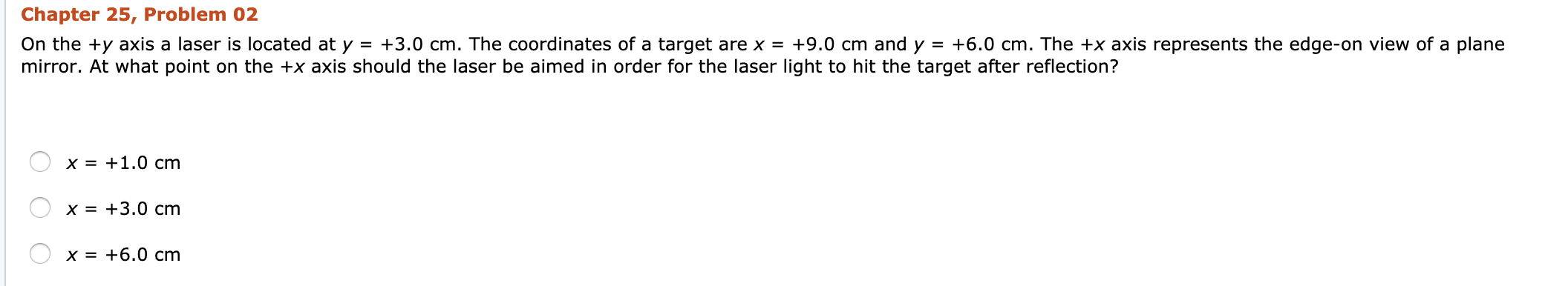 Solved Chapter 25, Problem 02 On the +y axis a laser is | Chegg.com