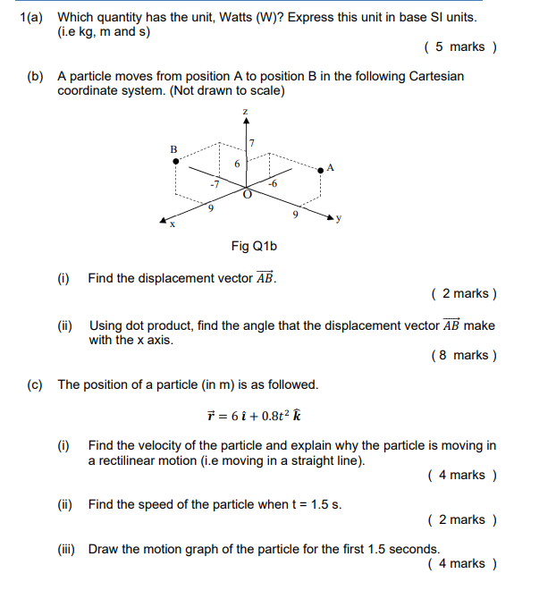 Solved 1(a) Which quantity has the unit, Watts (W) ? Express | Chegg.com