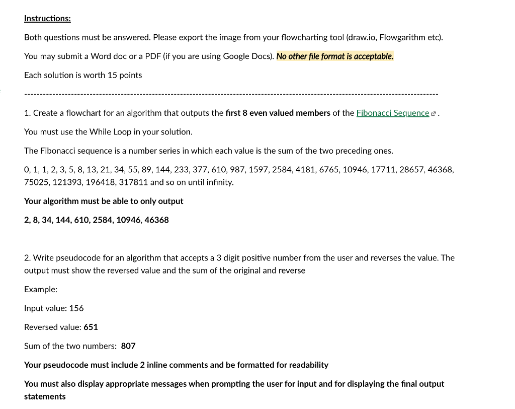 Solved Instructions: Both questions must be answered. Please | Chegg.com