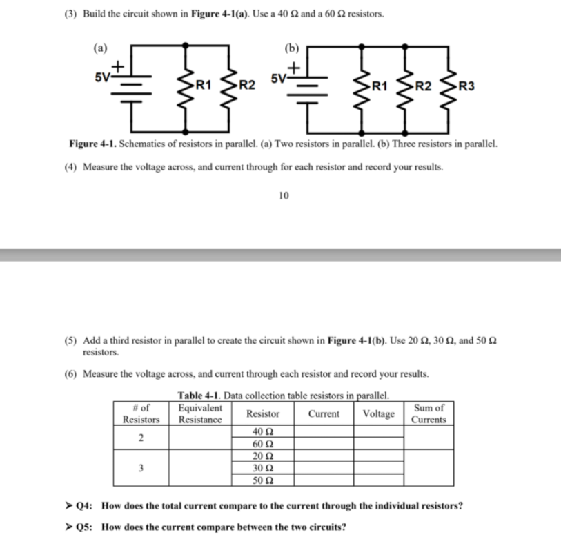 Solved Table #1: Data Collection for Resistors in Parallel | Chegg.com