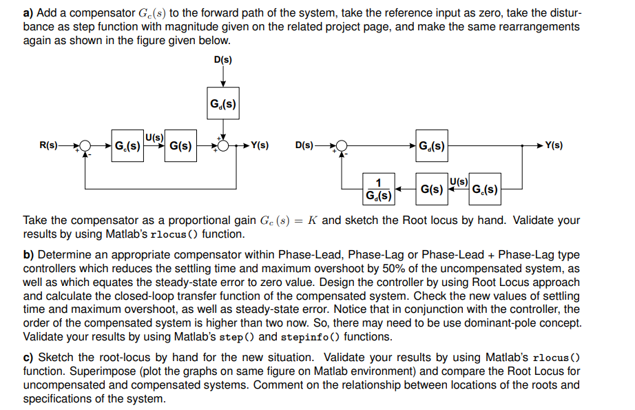 a) Add a compensator Gc(s) to the forward path of the | Chegg.com