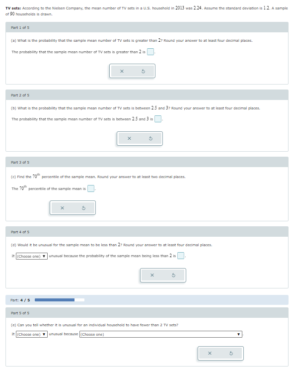 Solved TV sets: According to the Nielsen Company, the mean | Chegg.com