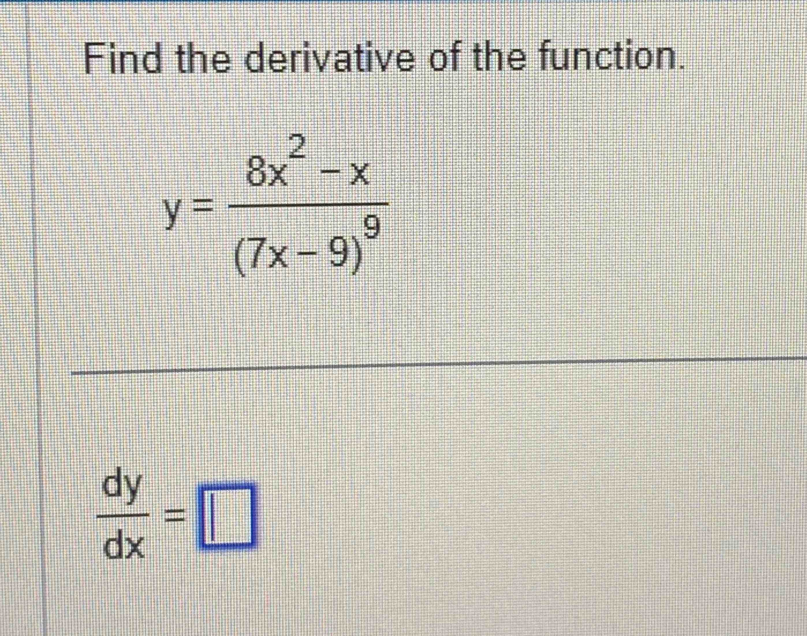 Solved Find the derivative of the | Chegg.com