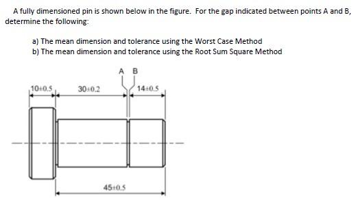 Solved A fully dimensioned pin is shown below in the figure. | Chegg.com
