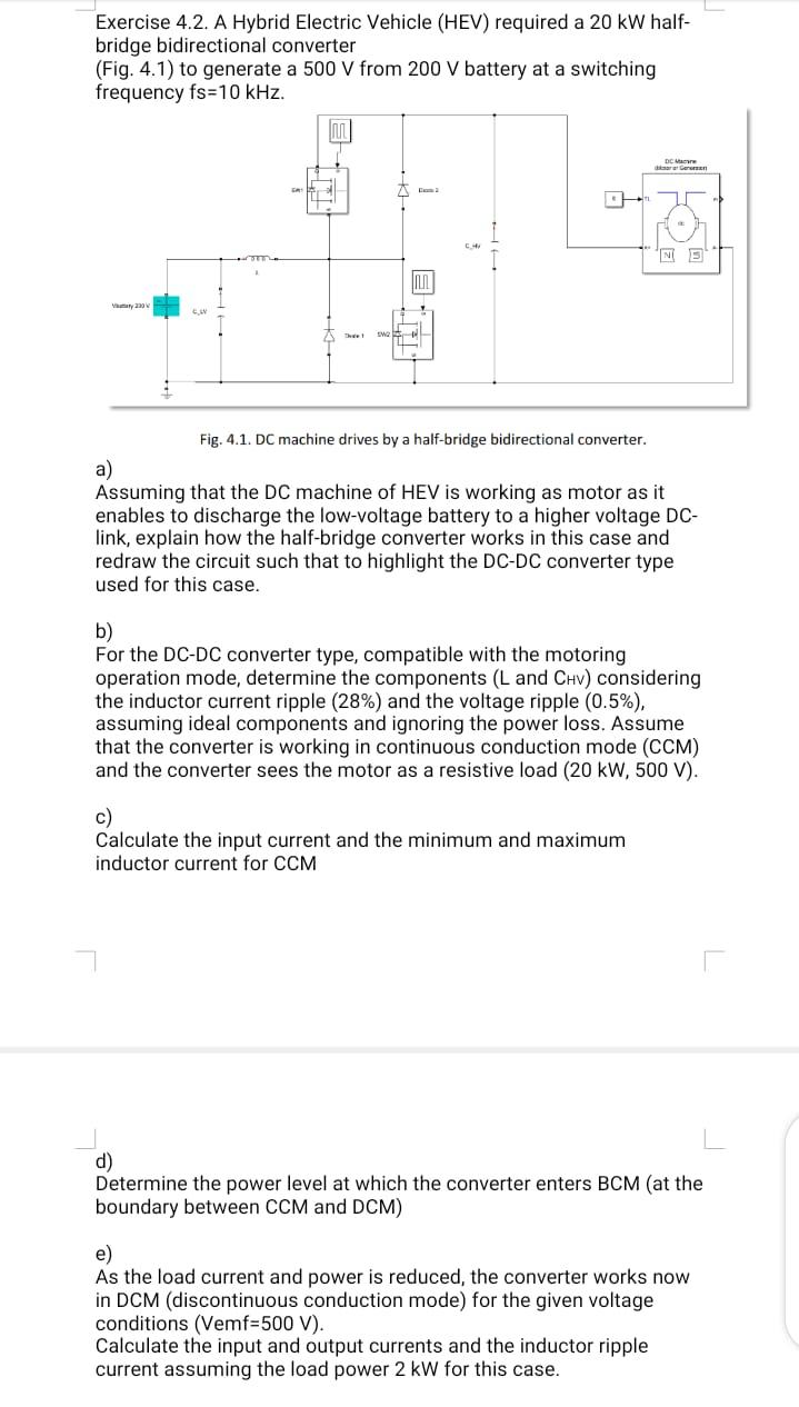 Exercise 4.2. A Hybrid Electric Vehicle (HEV) | Chegg.com