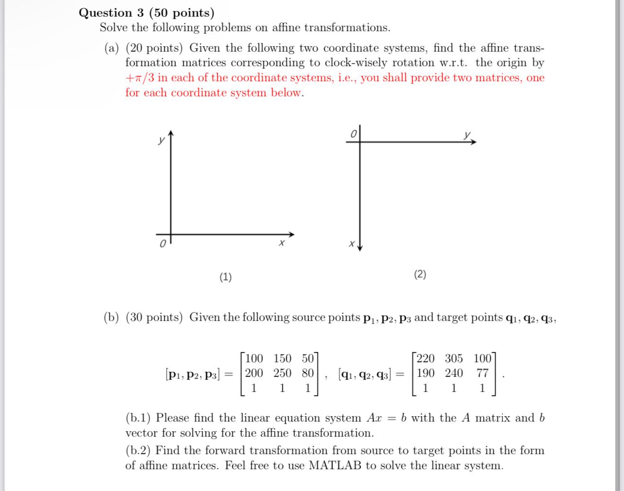 Solved Question 3 (50 points) Solve the following problems | Chegg.com