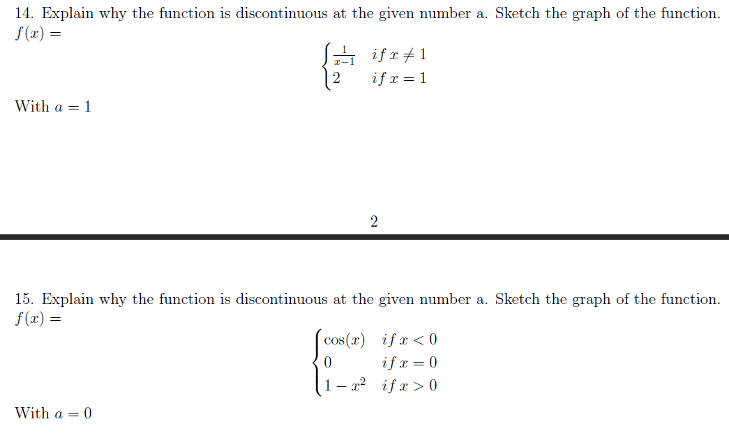 Solved 14. Explain why the function is discontinuous at the | Chegg.com
