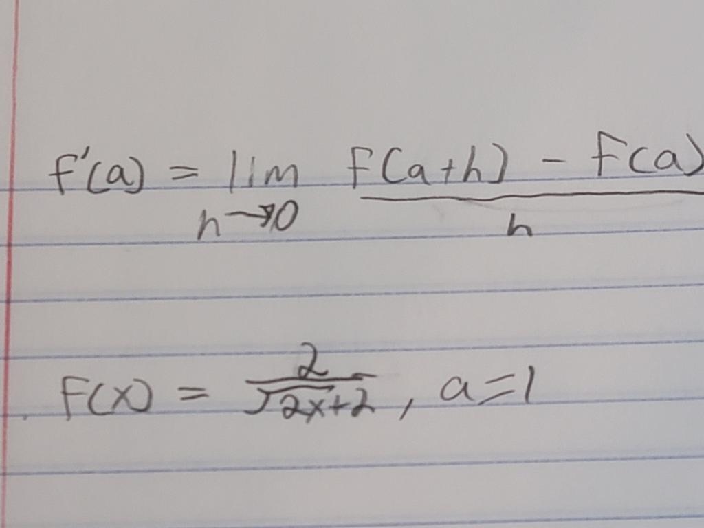 Solved use the following equation to find f'(a) at the given | Chegg.com