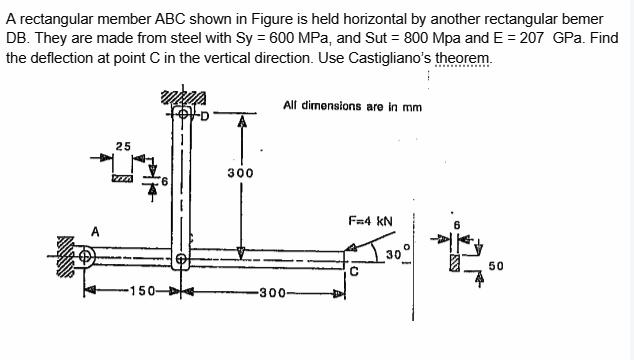 A rectangular member ABC shown in Figure is held | Chegg.com