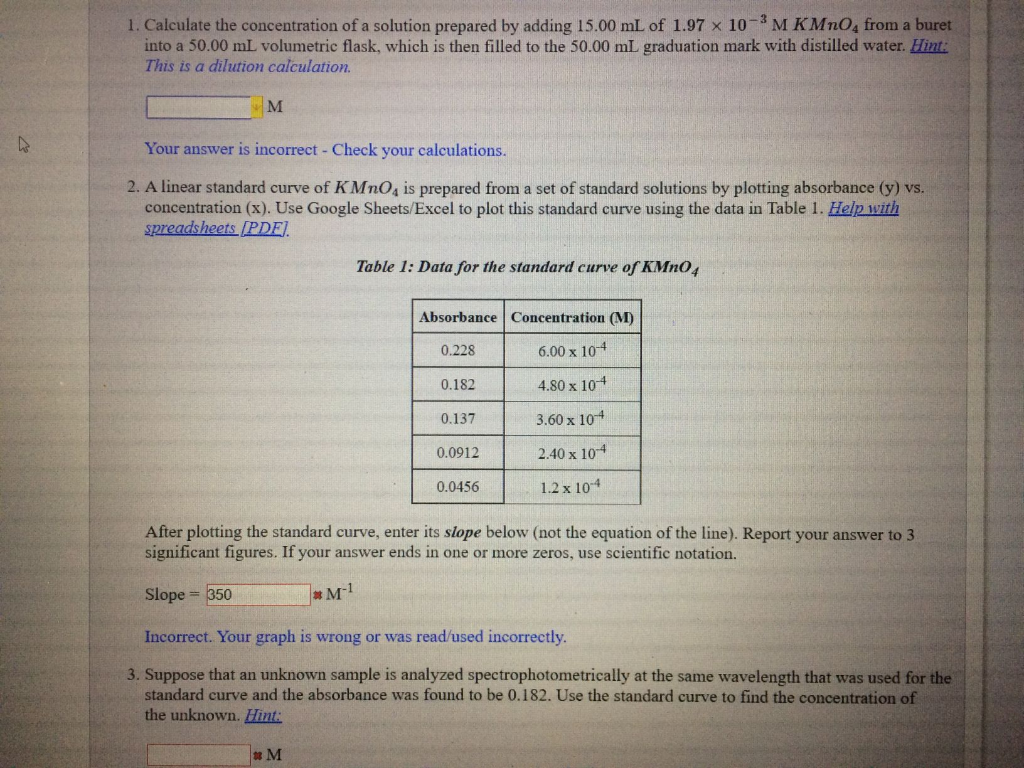 Solved 1. Calculate the concentration of a solution prepared | Chegg.com