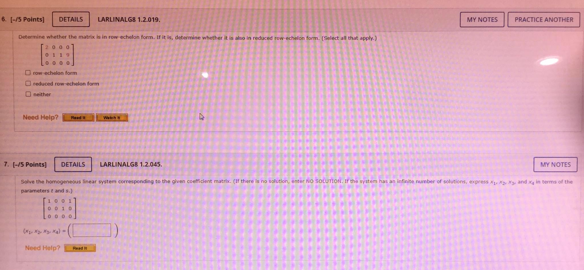 Solved Determine whether the matrix is in row-echelon form. | Chegg.com