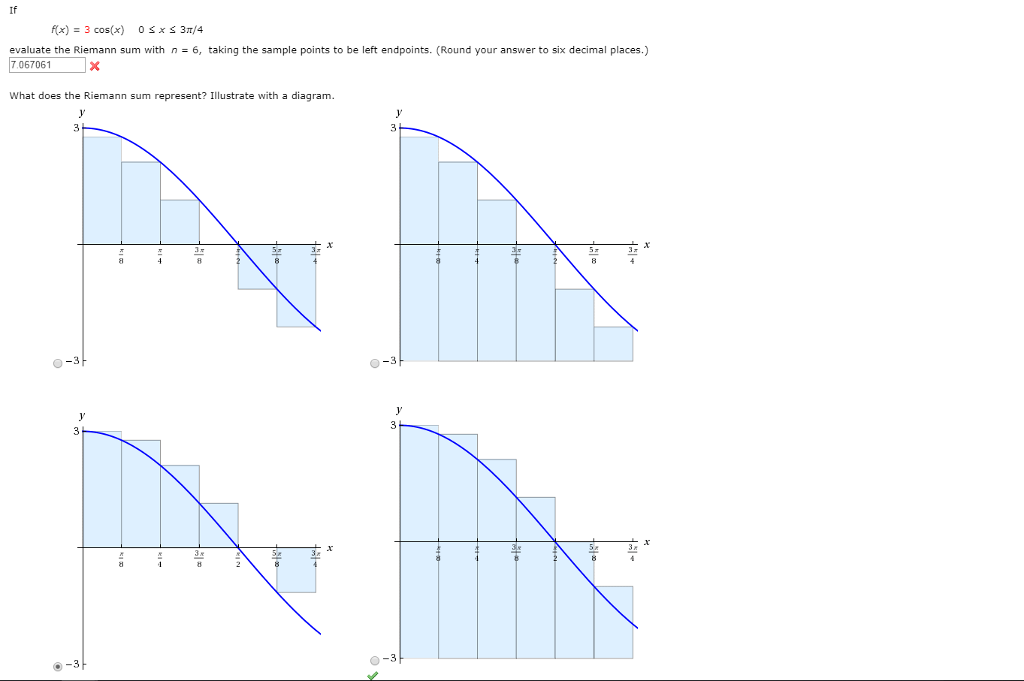 Solved If evaluate the Riemann sum with n 7.067061 6, taking | Chegg.com