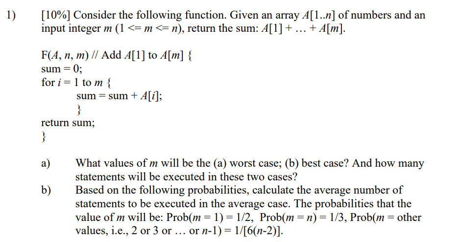 Solved Consider the following function. Given an array | Chegg.com