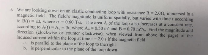 Solved We are looking down on an elastic conducting loop | Chegg.com