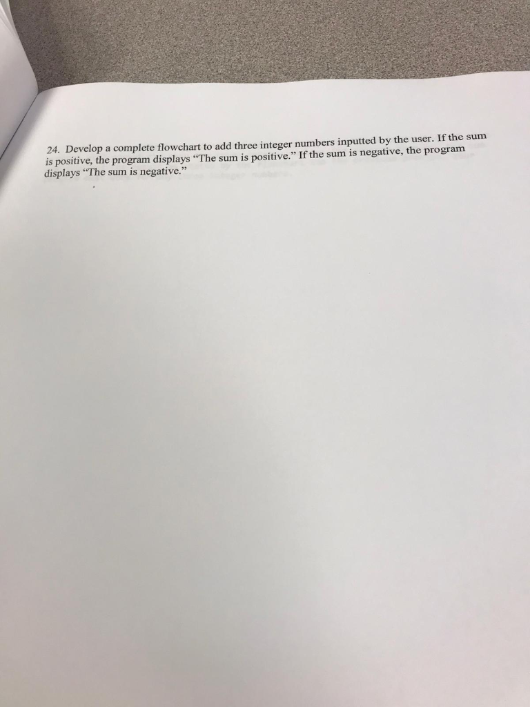 Solved 24. Develop a complete flowchart to add three integer | Chegg.com