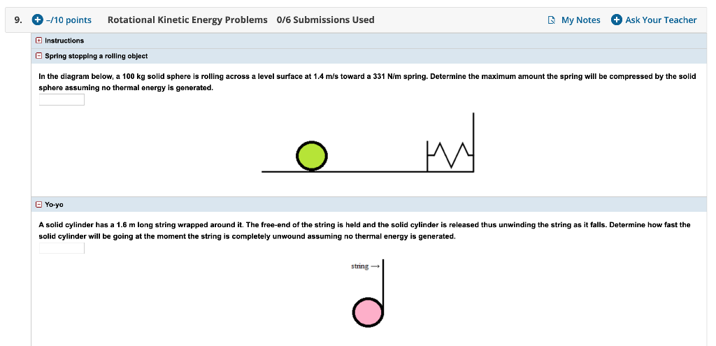 Solved 9. + -/10 points Rotational Kinetic Energy Problems | Chegg.com