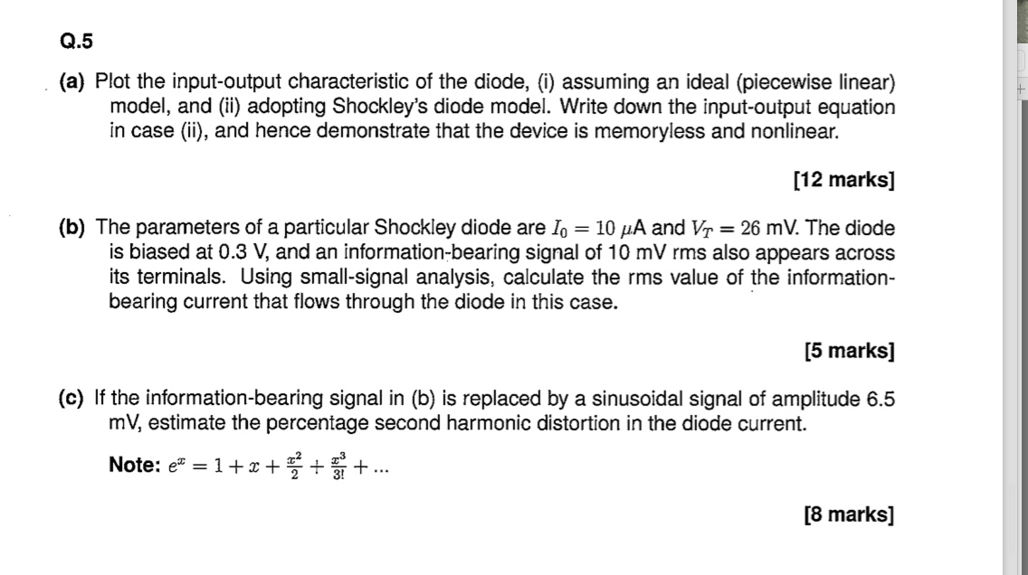 Q.5 (a) Plot the input-output characteristic of the | Chegg.com