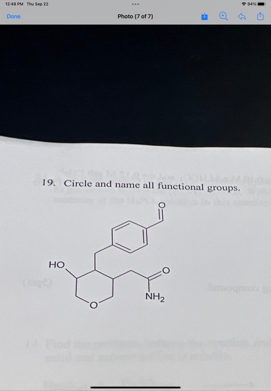 Solved 19. Circle and name all functional groups. | Chegg.com
