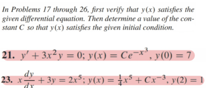 Solved In Problems 17 through 26, first verify that y(x) | Chegg.com