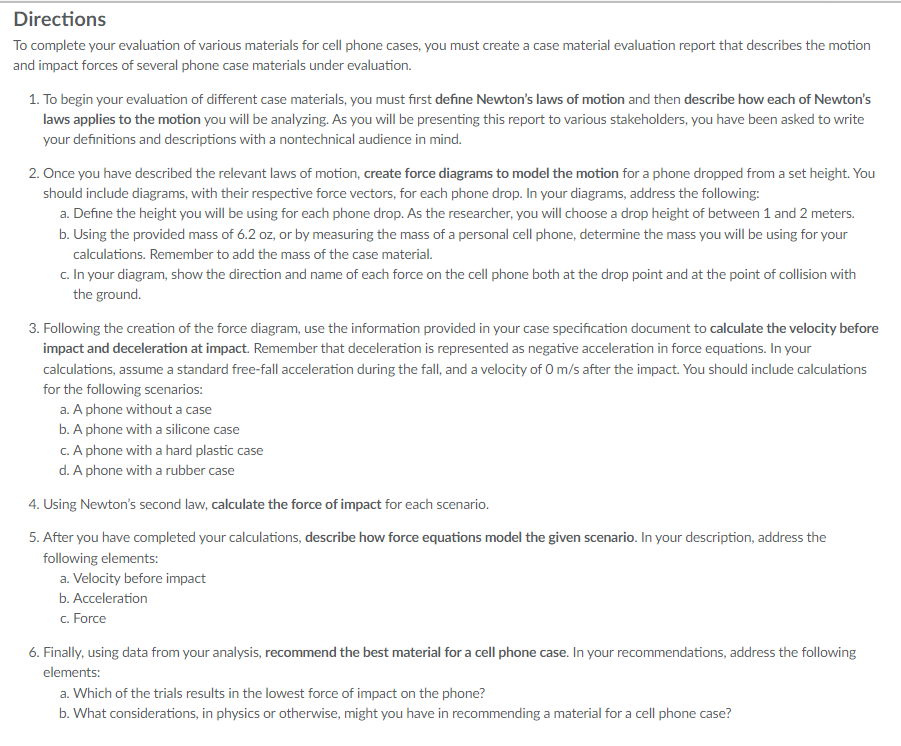 SNHU PHY 150 5-2 Project Two: Newton's LawsI've | Chegg.com