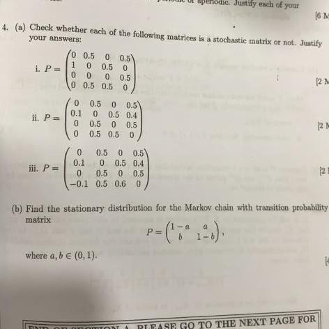 Solved (a) Check whether each of the following matrices is a | Chegg.com