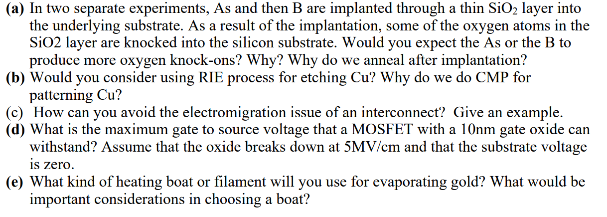 Solved Integrated Circuits Fabrication: | Chegg.com