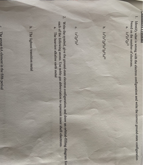 Solved 1. Identify what is wrong with the electron | Chegg.com