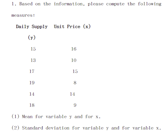 Solved 1. Based on the information, please compute the | Chegg.com