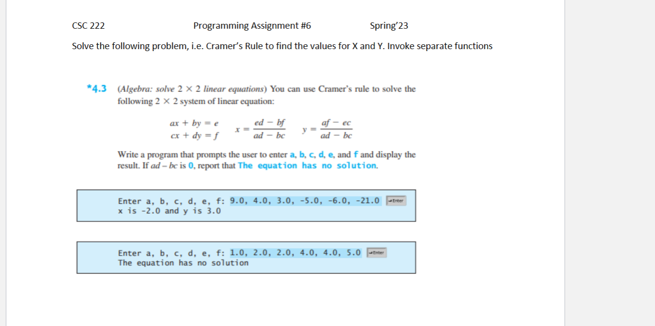 Solved Solve the following problem, i.e. Cramer's Rule to | Chegg.com