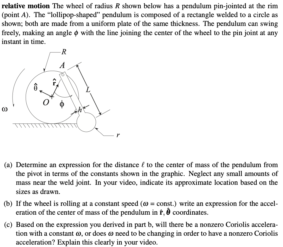 Solved relative motion The wheel of radius R shown below has | Chegg.com
