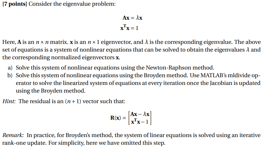 [7 points] Consider the eigenvalue problem: Ax = lx | Chegg.com