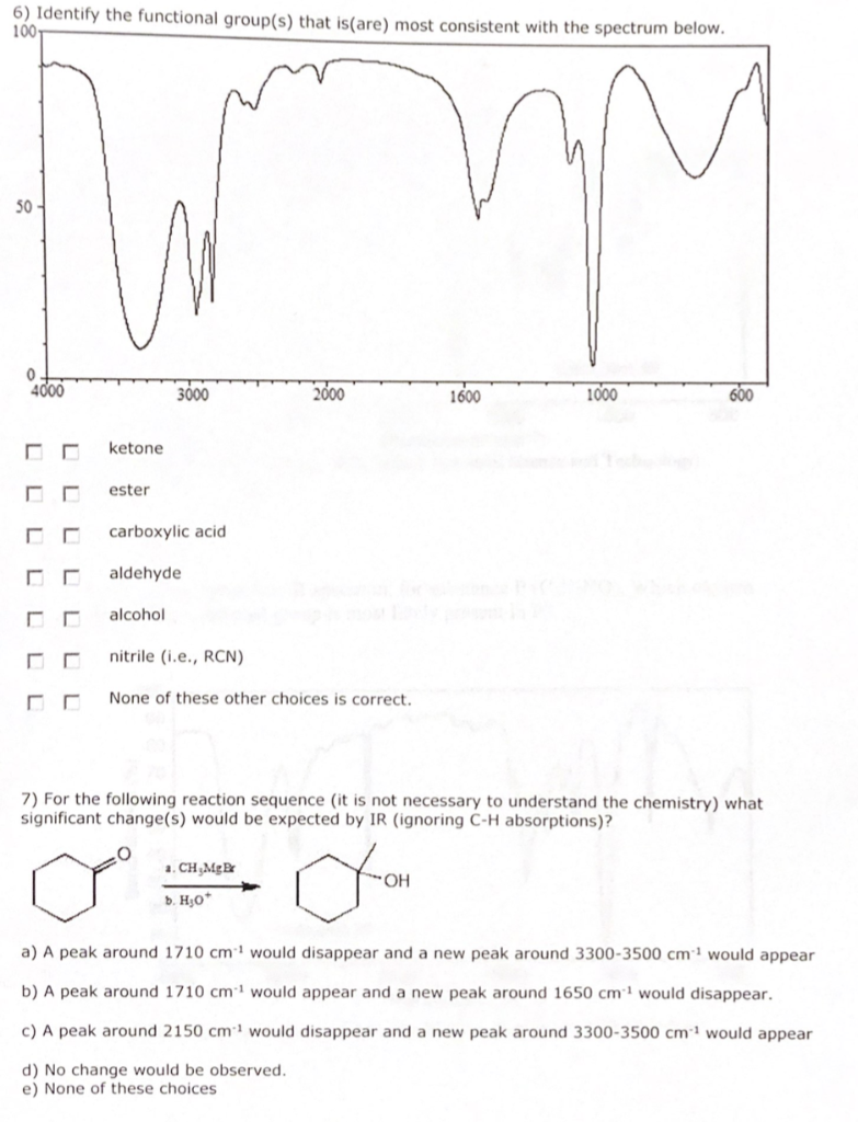 Solved 5) An oxygen-containing compound shows strong IR | Chegg.com