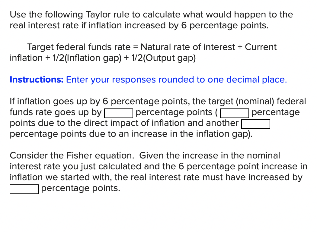 Solved Use the following Taylor rule to calculate what would | Chegg.com