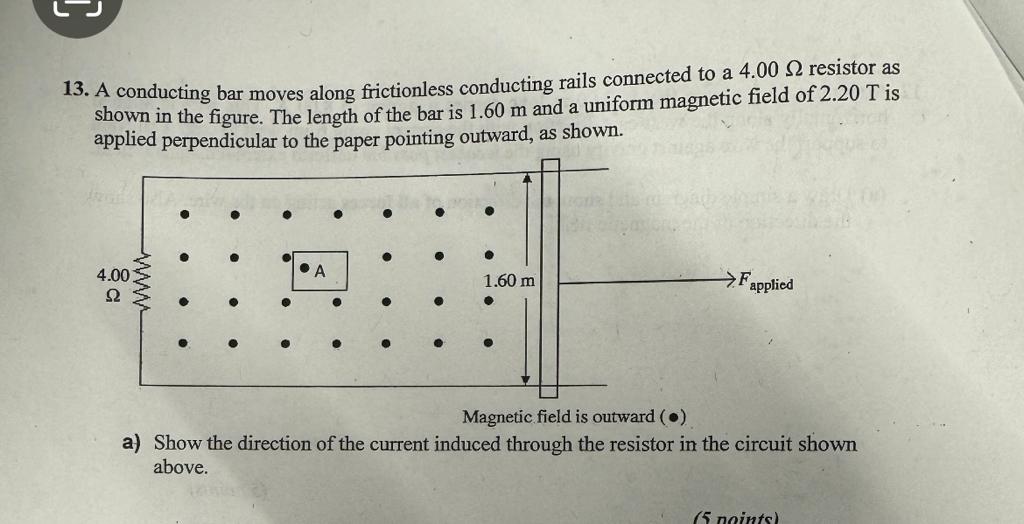 Solved A conducting bar moves along frictionless conducting | Chegg.com