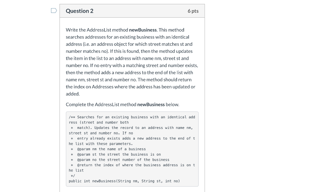 Solved In Java : Extracts street String from each | Chegg.com